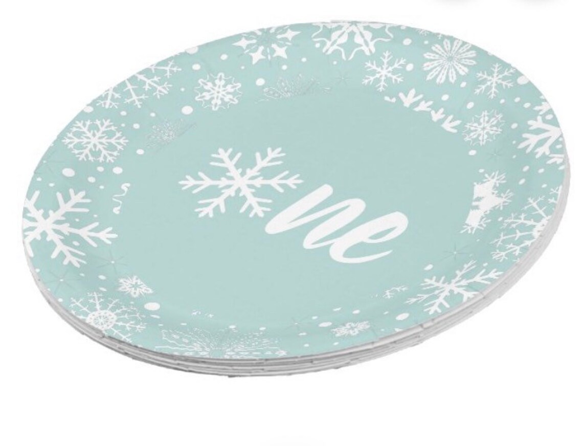 Pale Blue Winter First Birthday Plates Lunch Blue Snowflake - Etsy