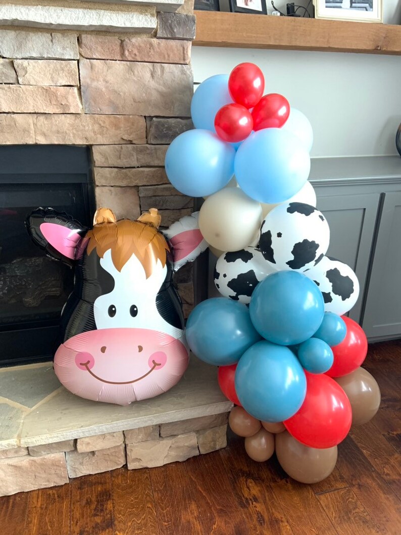 Red and Blue Barnyard Balloon Garland Farm Balloons Oink - Etsy