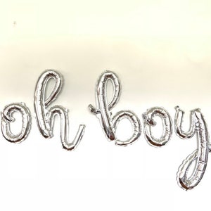 Oh Boy Balloons | Silver Baby Shower Decor | Silver Oh Boy Sign ...
