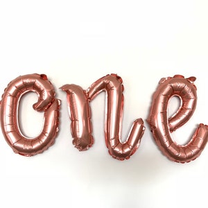 Rose Gold One Balloons | Rose Gold Script Letter Balloons | Rose Gold ...