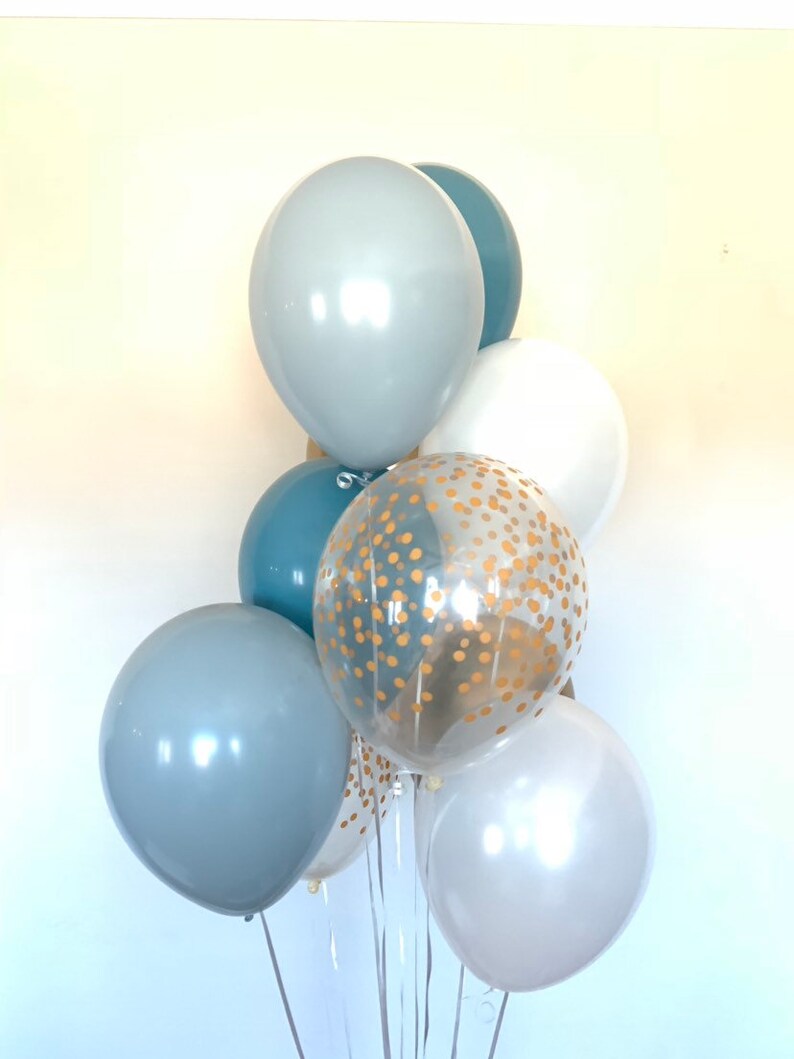 Steel and Fog Balloons Blue and Gold Balloons Something - Etsy