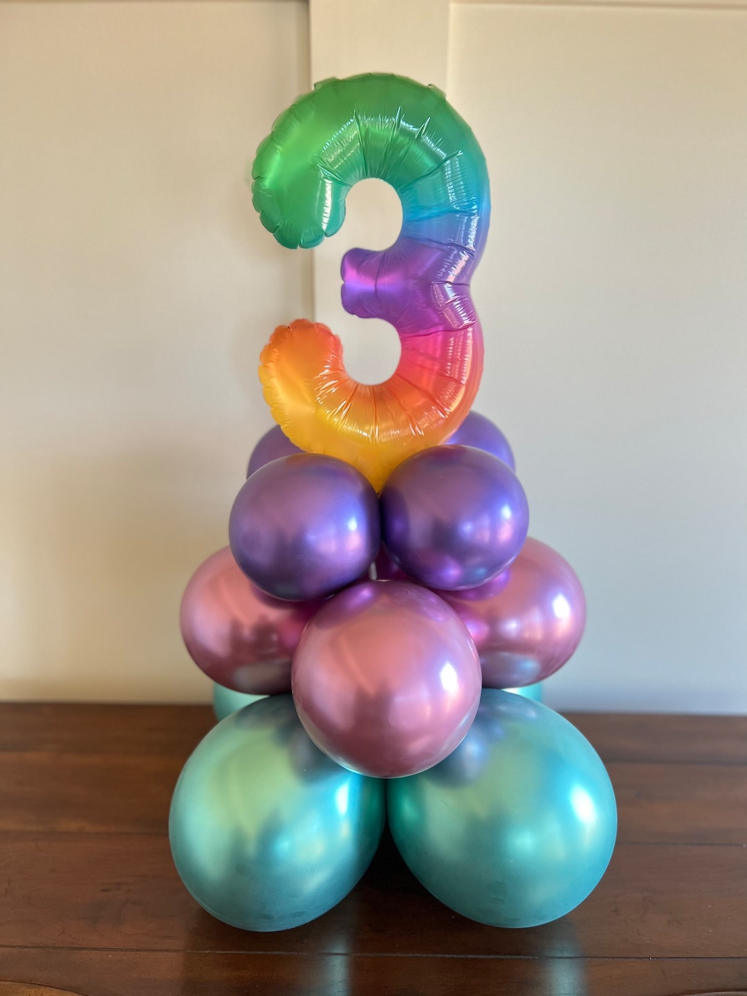 Third Birthday Balloon Centerpiece | 3rd Birthday Balloons | Third ...