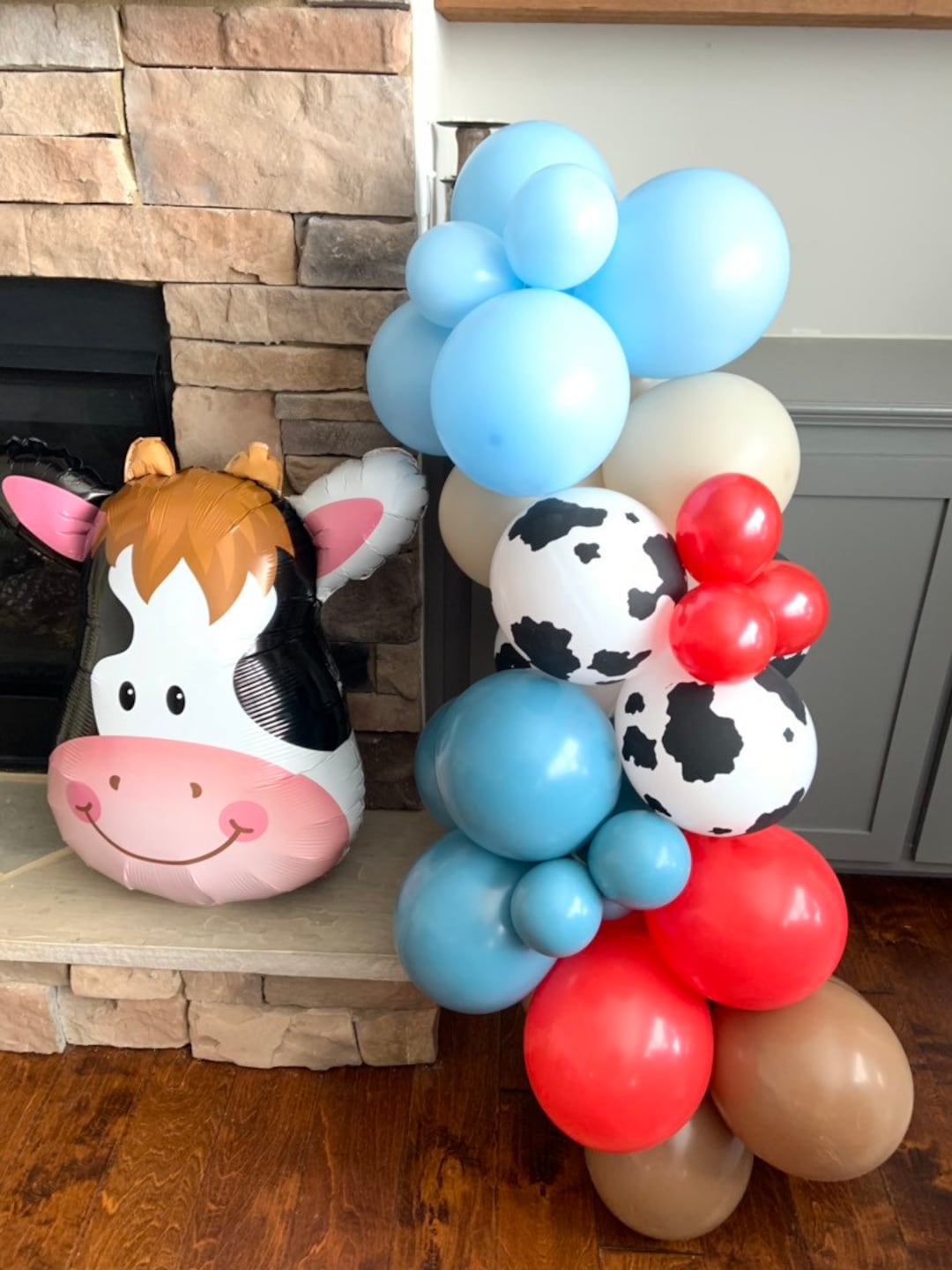 Red and Blue Barnyard Balloon Garland | Farm Balloons | Oink Moo ...