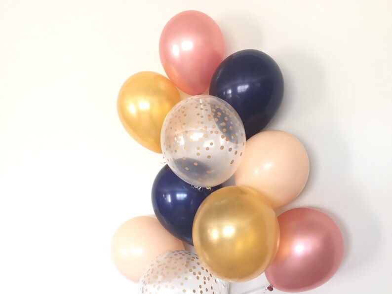 Blush and Navy Balloons Rose Gold and Blush Balloons Rose | Etsy