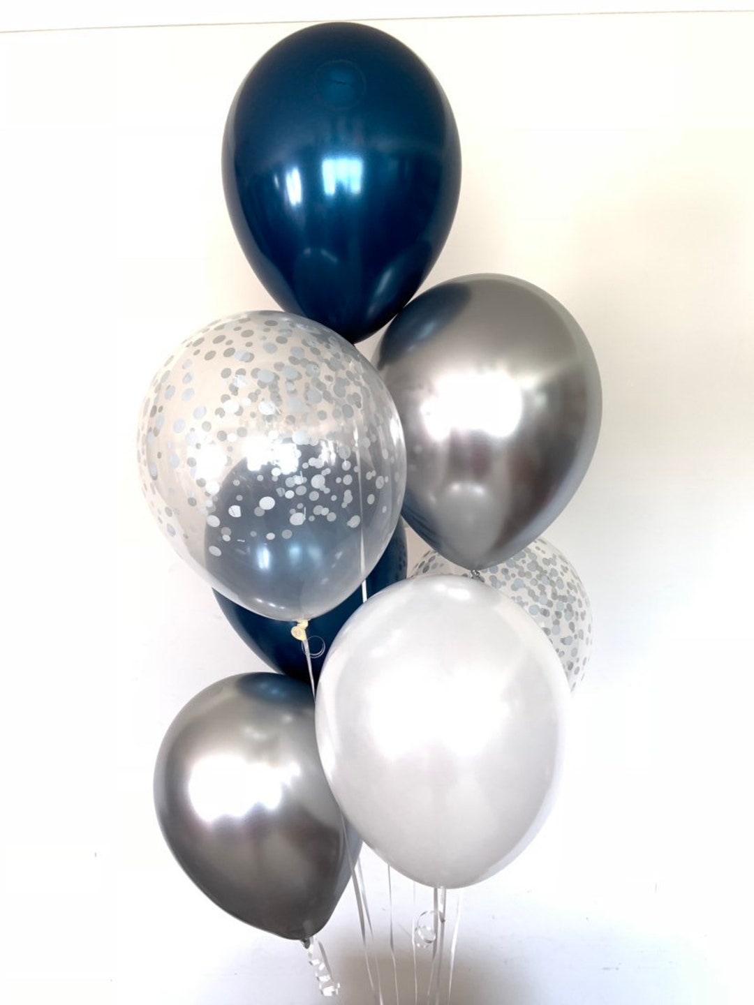 Navy Balloons | Navy and Silver Balloons |navy and White Balloons ...