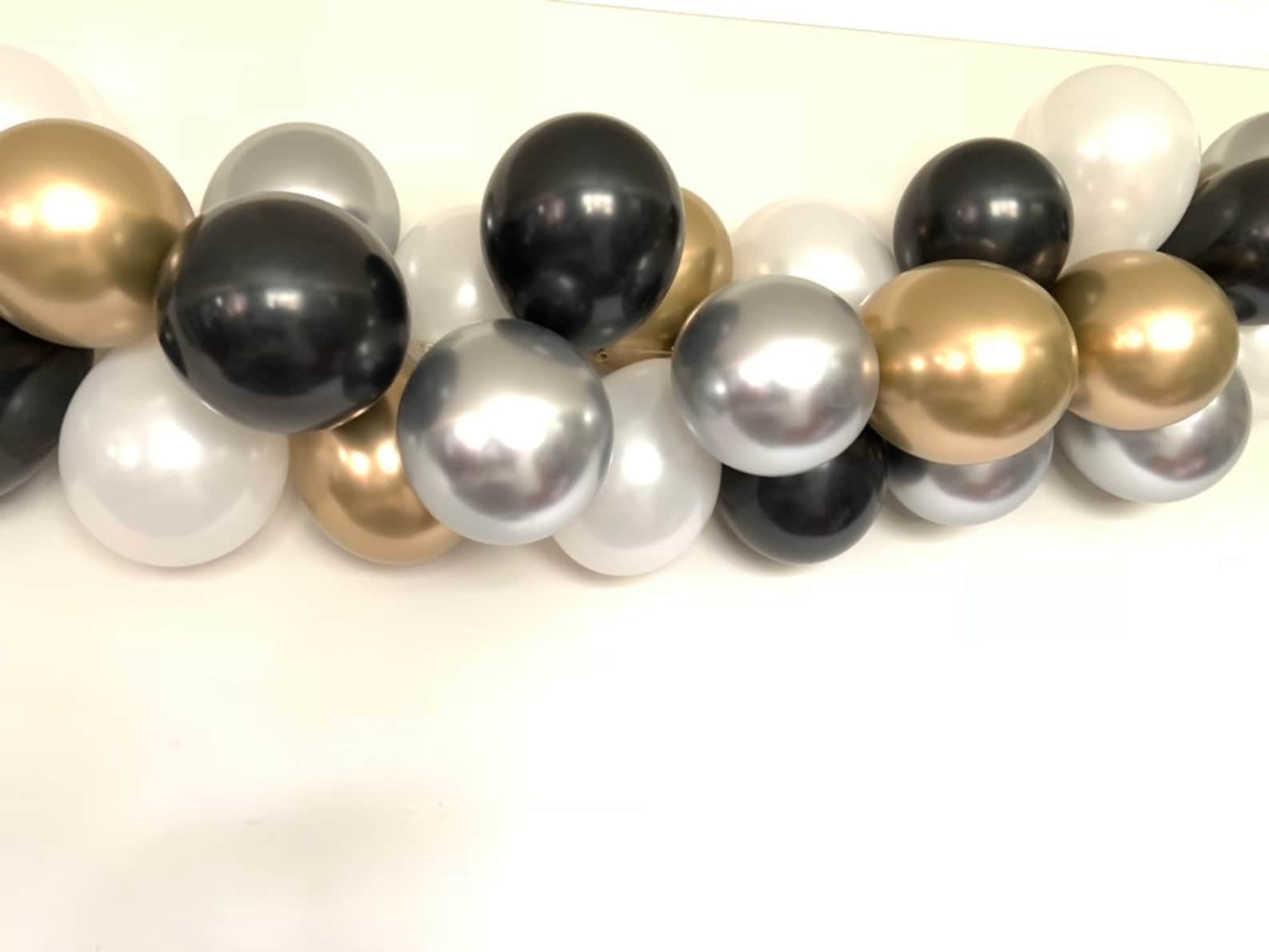 Black and Gold Balloon Garland DIY Kit White and Gold Bridal | Etsy