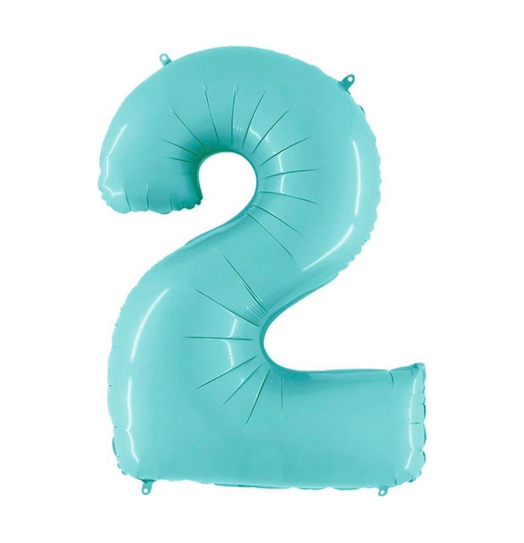 Light Blue Number 2 Balloon | Blue Second Birthday Balloons | Mylar ...