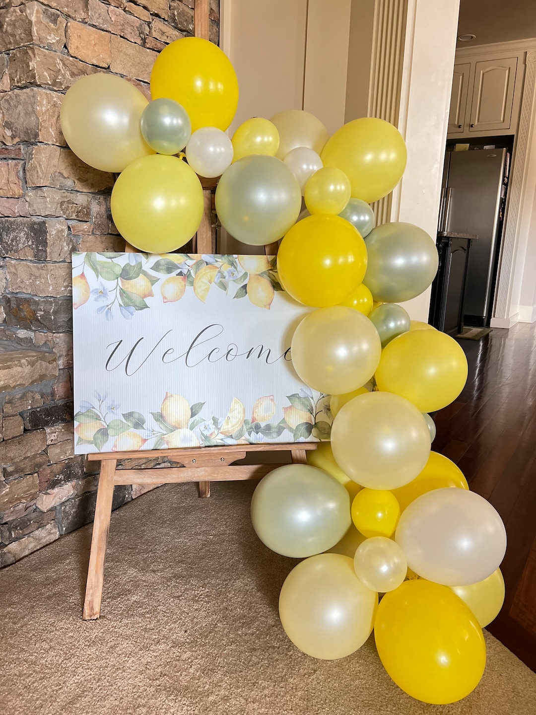 Lemon and Sage Balloon Garland | She Found Her Main Squeeze Bridal ...