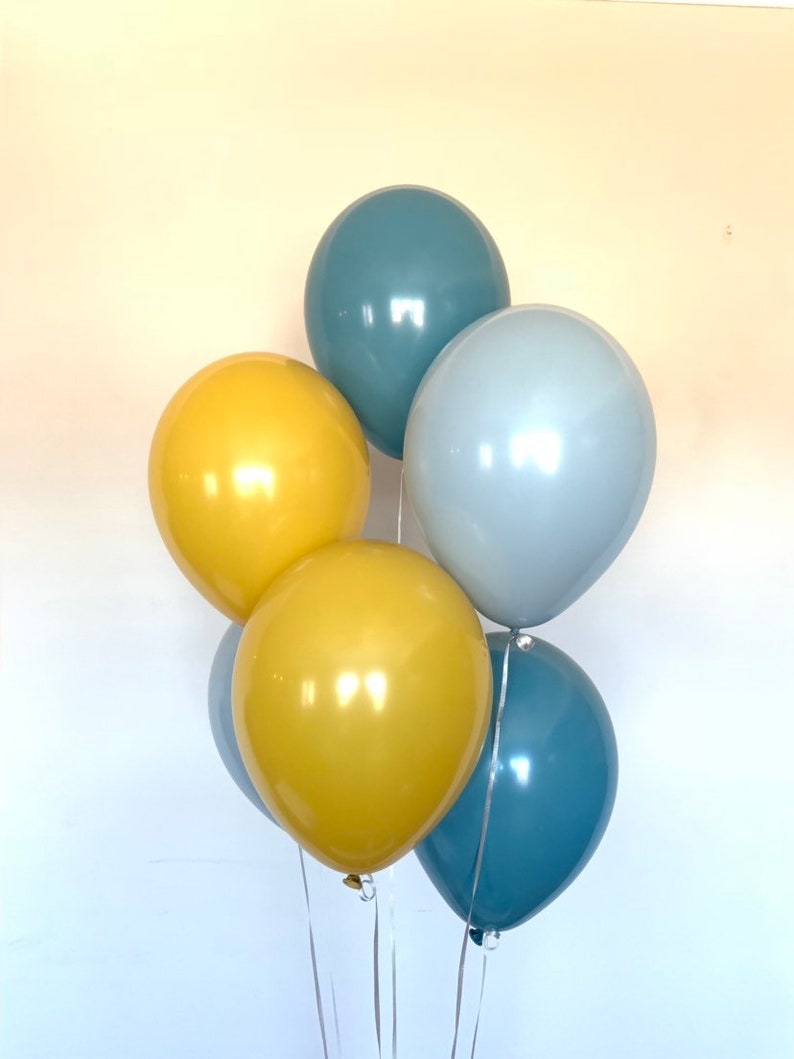 Steel and Fog Balloons Blue and Gold Balloons Something - Etsy
