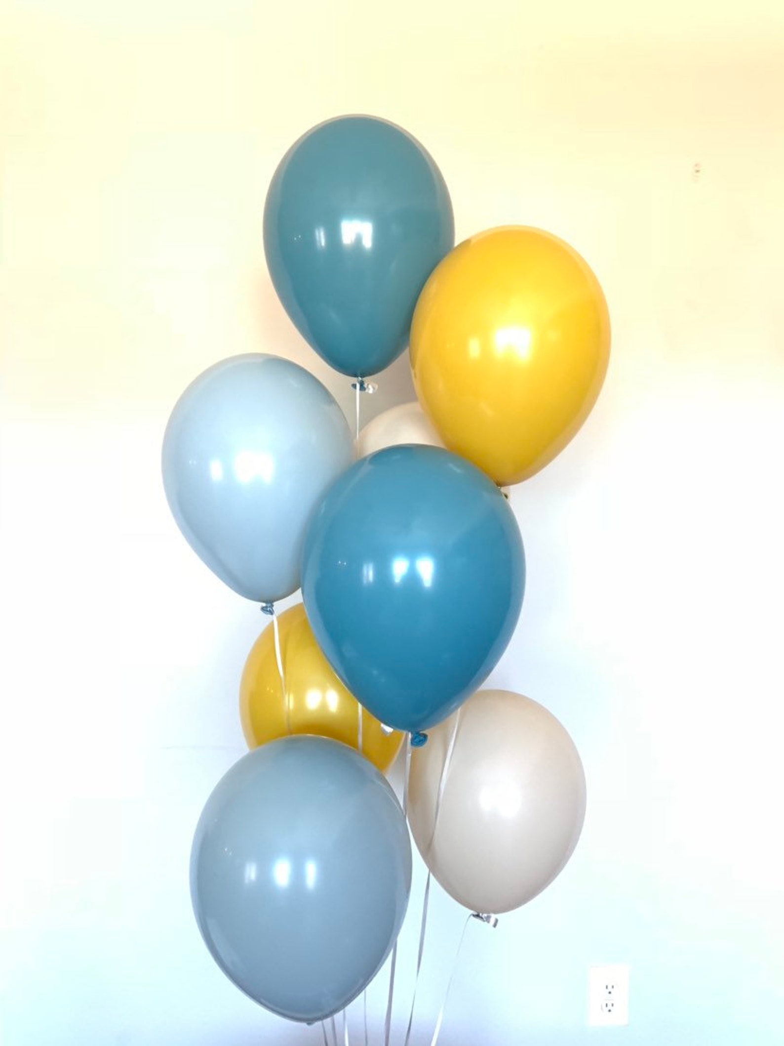 Steel and Fog Balloons Blue and Gold Balloons Something - Etsy