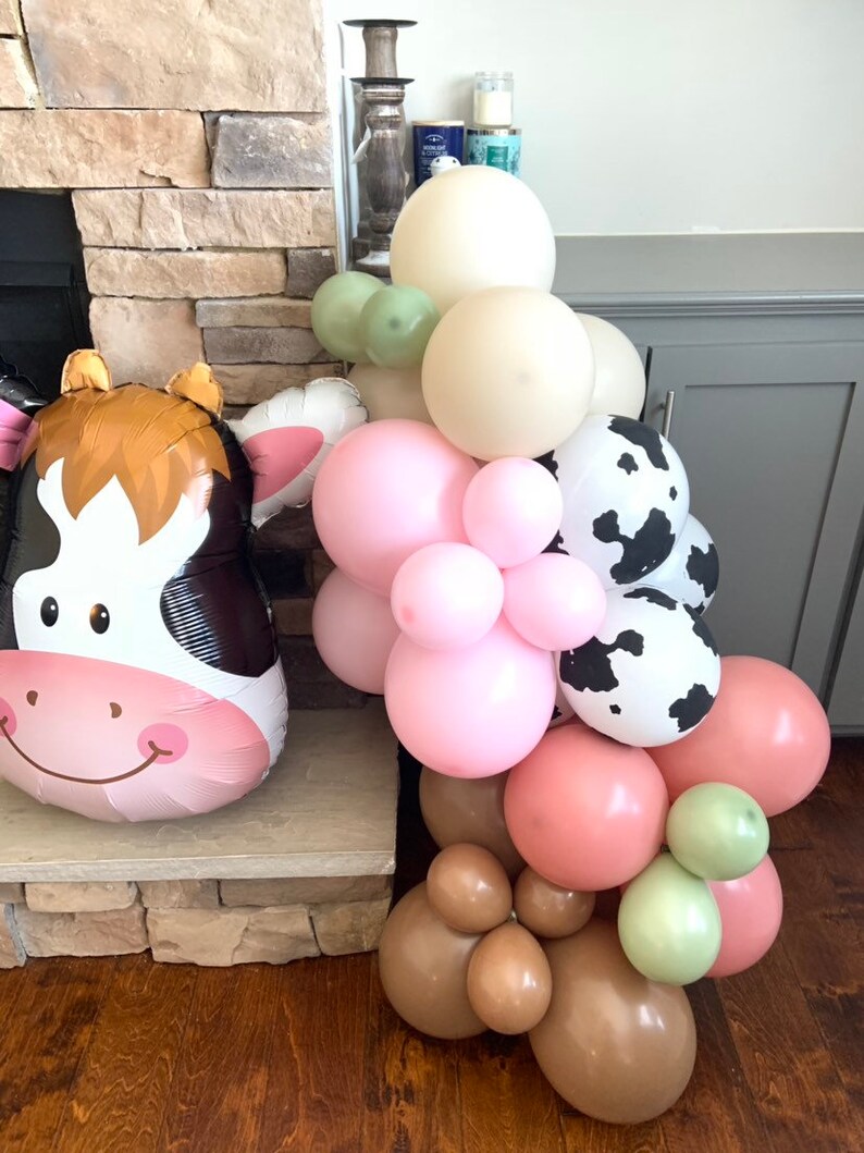 Pink and Green Barnyard Balloon Garland Farm Balloons Oink - Etsy