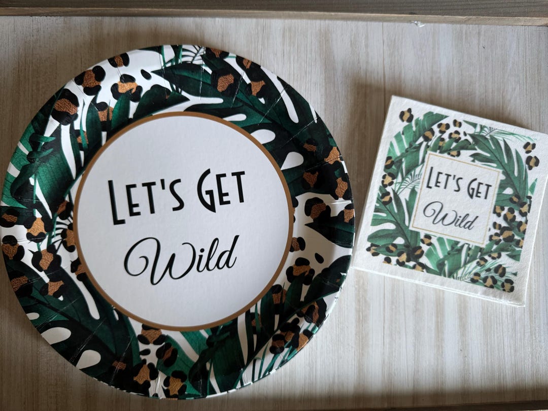 Let’s Get Wild Plates & Napkins| Safari Bachelorette | Tropical Plates ...