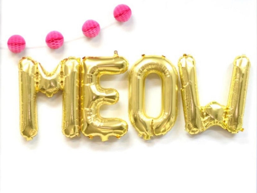Meow Balloons | Cat Birthday Balloons | Custom Balloon Letters | Kitty ...