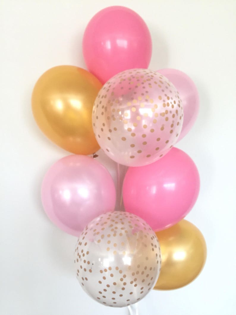Pink and Gold Balloon Bouquet Pink and Gold Balloons Pink - Etsy