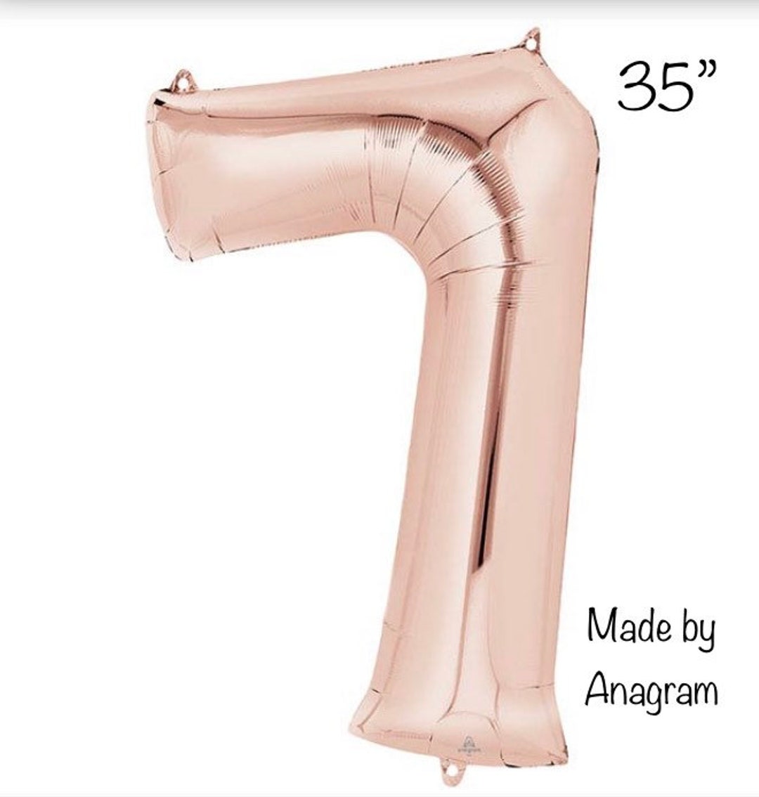 Rose Gold Number 7 Balloon | Seventh Birthday Party Decor | 35" Mylar ...