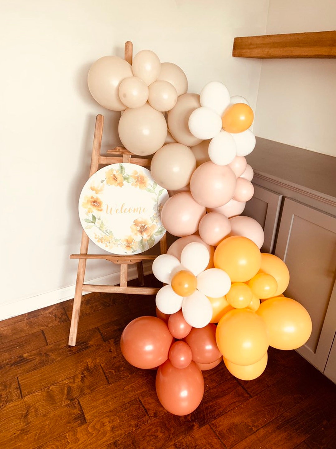 Orange Boho Balloon Garland | Daisy Balloons Boho Baby Shower | Boho ...