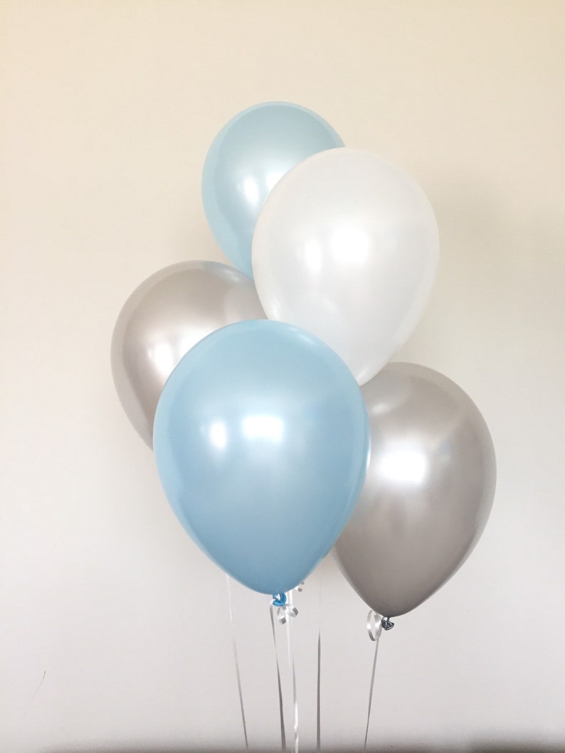 Blue and White Balloons Blue and Gray Balloon Bouquet Boy - Etsy