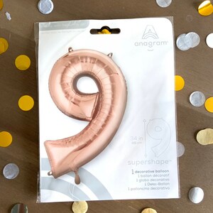Rose Gold Number 9 Balloon | Ninth Birthday Party Decor | 34" Mylar ...