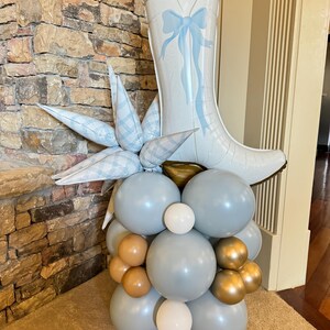 White Cowgirl Boot Balloon Tower Kit First Rodeo Barnyard Balloon Tower ...