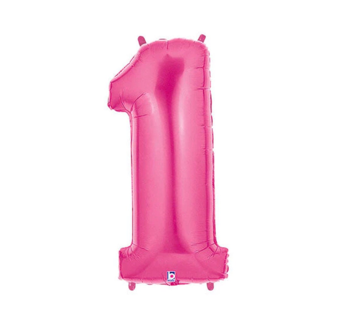 Hot Pink Number 1 Balloon | Hot Pink First Birthday Balloons | Mylar ...