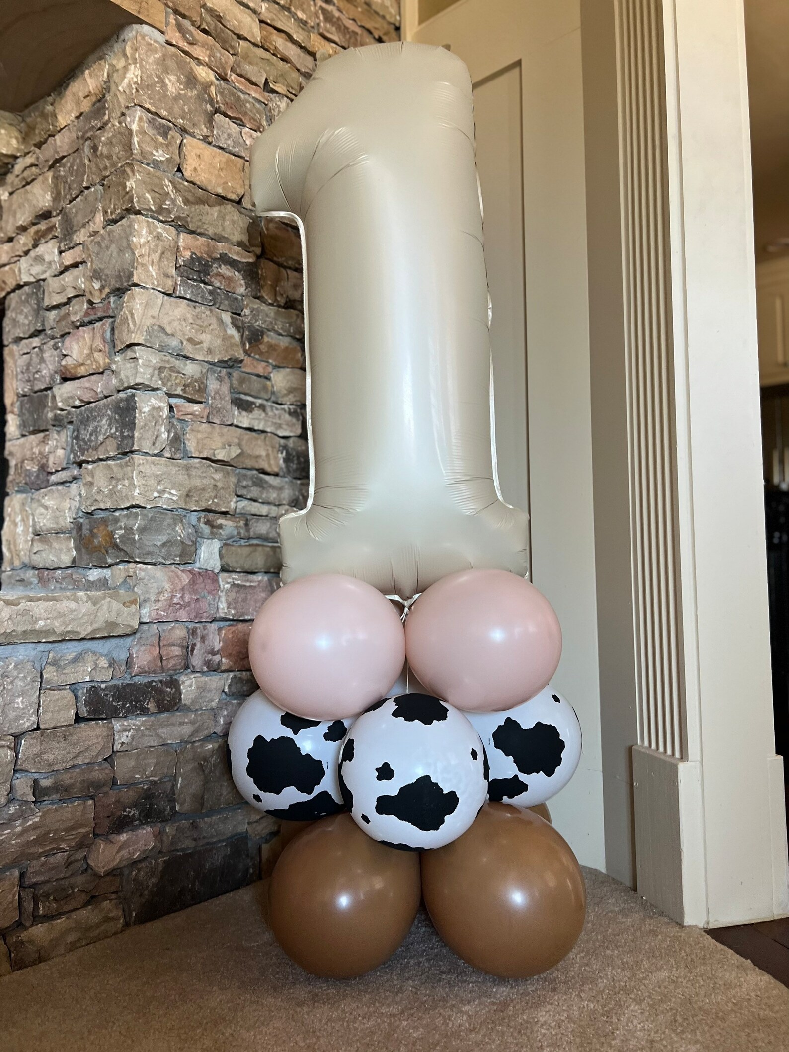 Cow Print Balloon Tower Kit Blush Barnyard Balloon Tower - Etsy