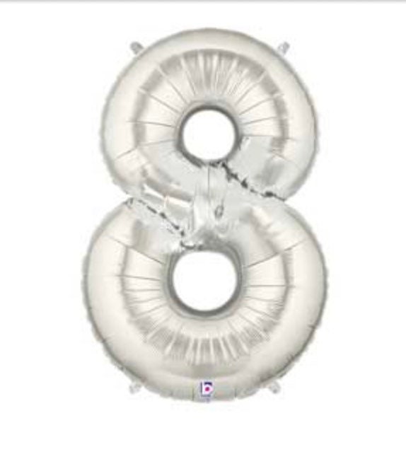 Silver Number 8 Balloon | Eighth Birthday Balloons | Mylar Number ...
