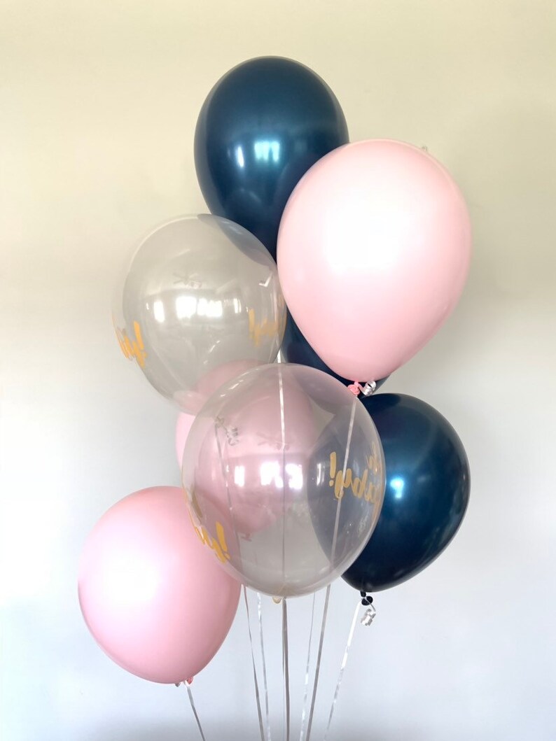 Oh Baby Balloons Blush and Navy Balloons Gender Reveal - Etsy