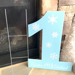 Blue Number 1 Yard Sign | Winter Onederland First Birthday Sign | Blue ...