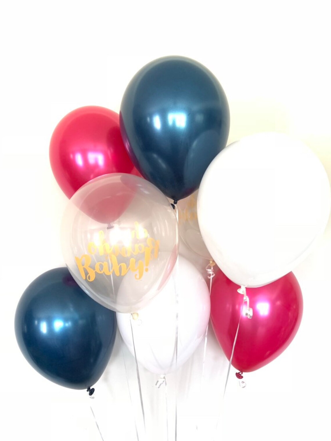 Oh Baby Balloons Pink and Navy Balloons Gender Reveal | Etsy