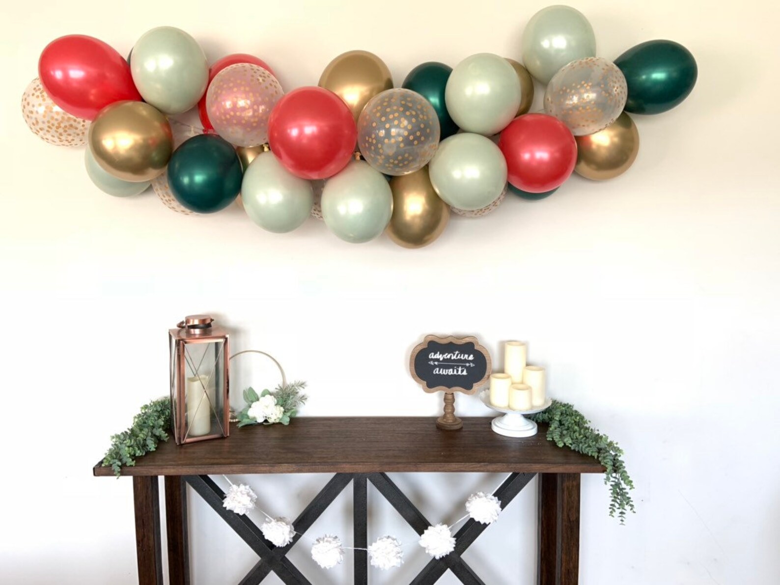 Green and Red Balloon Garland Cranberry and Sage Green | Etsy