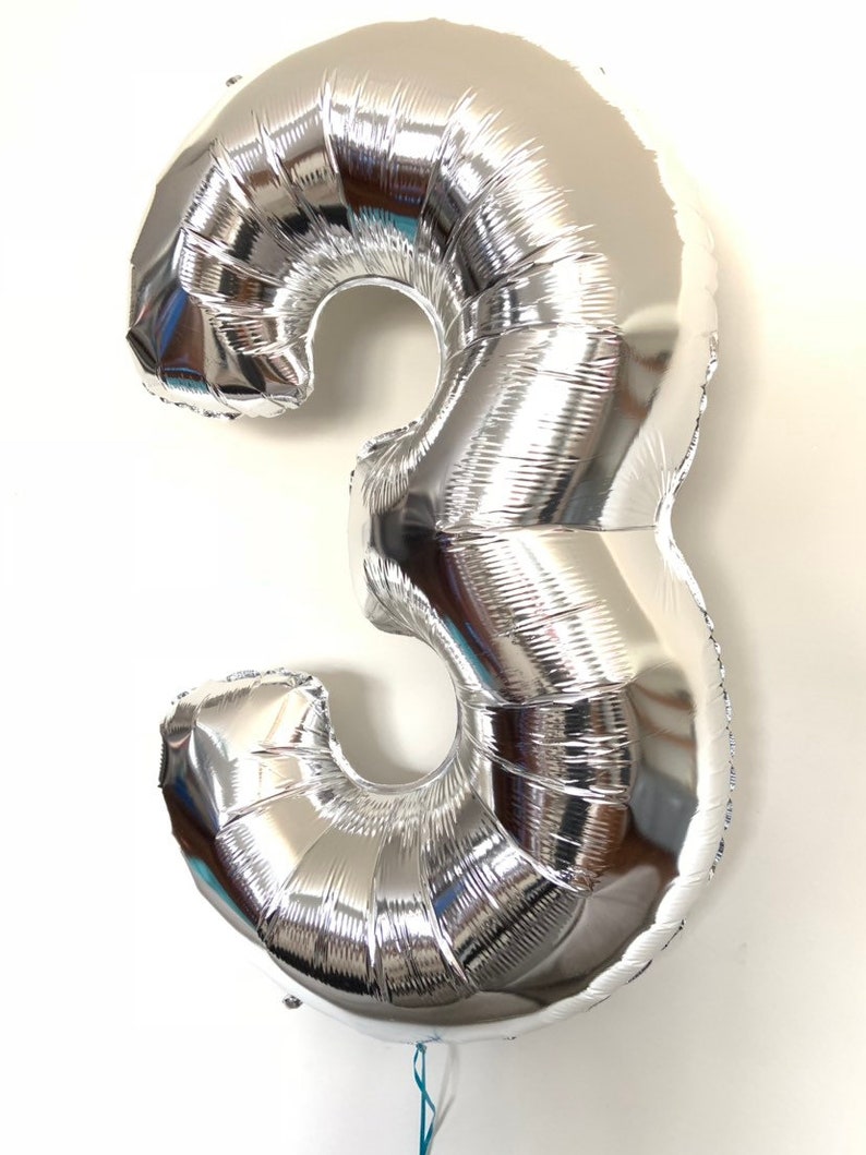 Silver Number 3 Balloon Third Birthday Balloons Mylar - Etsy
