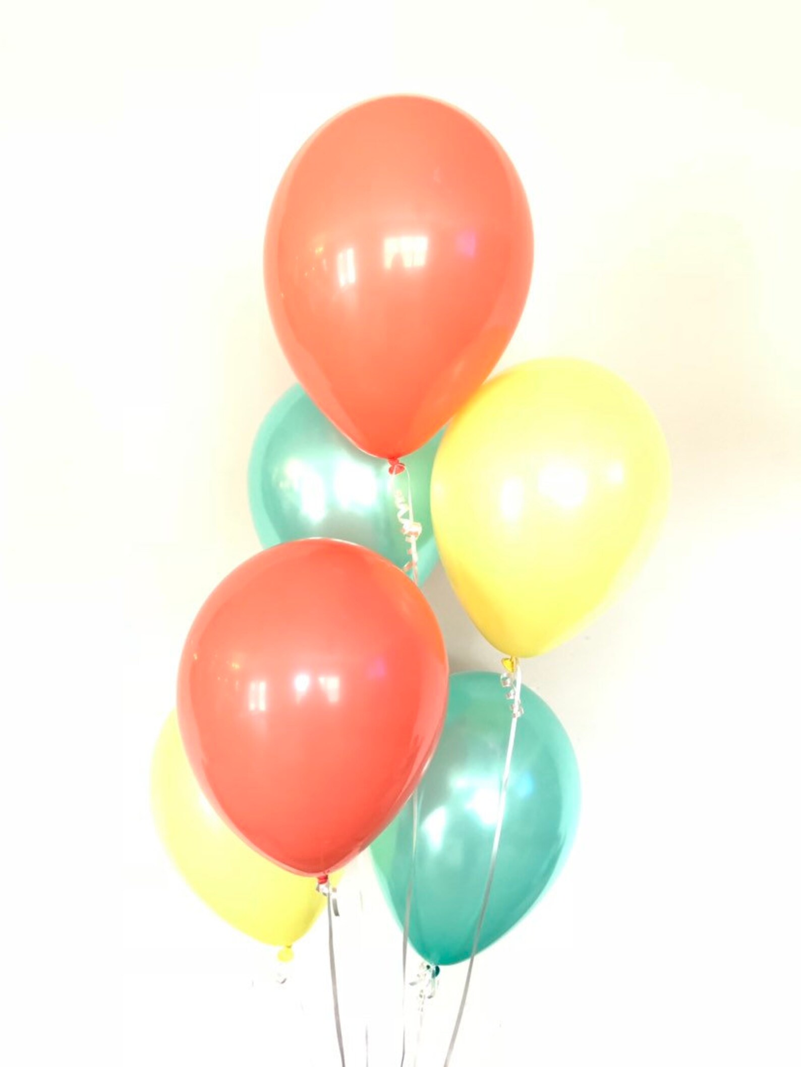 Coral Mint and Yellow Balloons Coral and Mint Balloons - Etsy