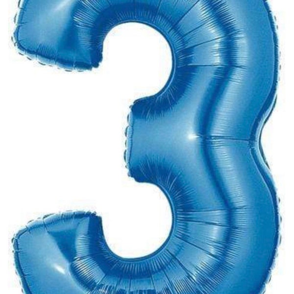 Large Number 3 Blue - Etsy