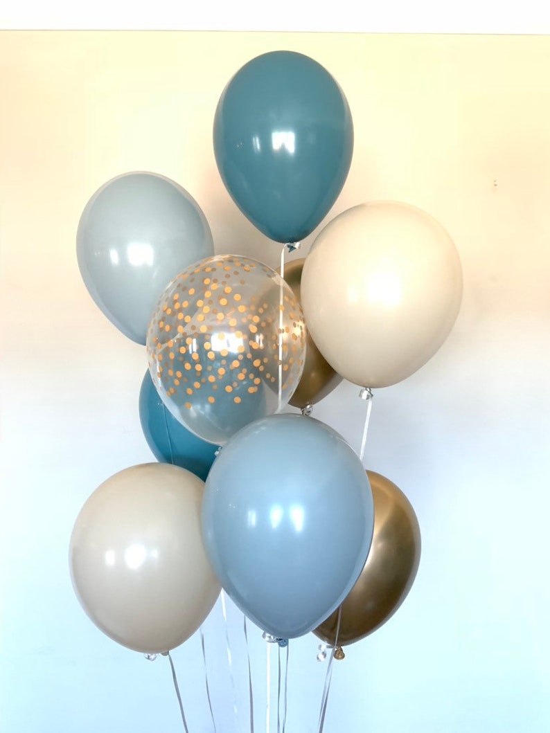 Steel and Fog Balloons Blue and Gold Balloons Something | Etsy