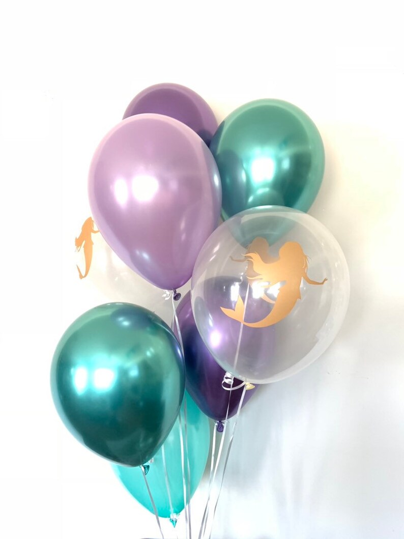 Mermaid Balloons Purple and Mint Balloon Bouquet Lets Be | Etsy