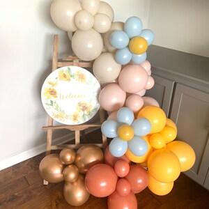 Orange Boho Balloon Garland | Blue Daisy Balloons Boho Baby Shower ...