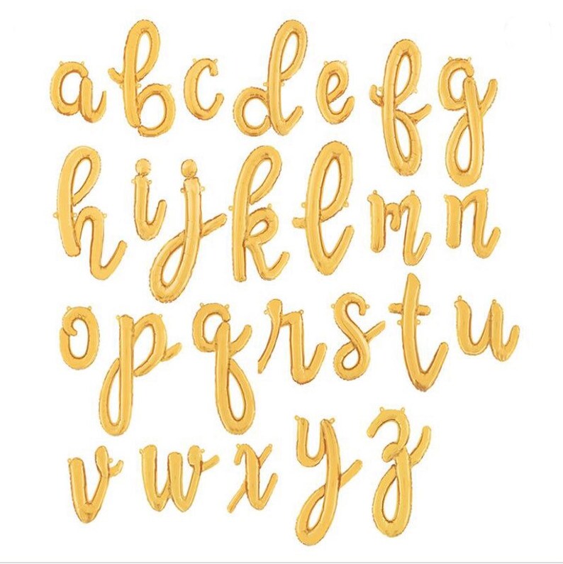 Gold Script Balloon Letters Custom Script Balloons Gold | Etsy