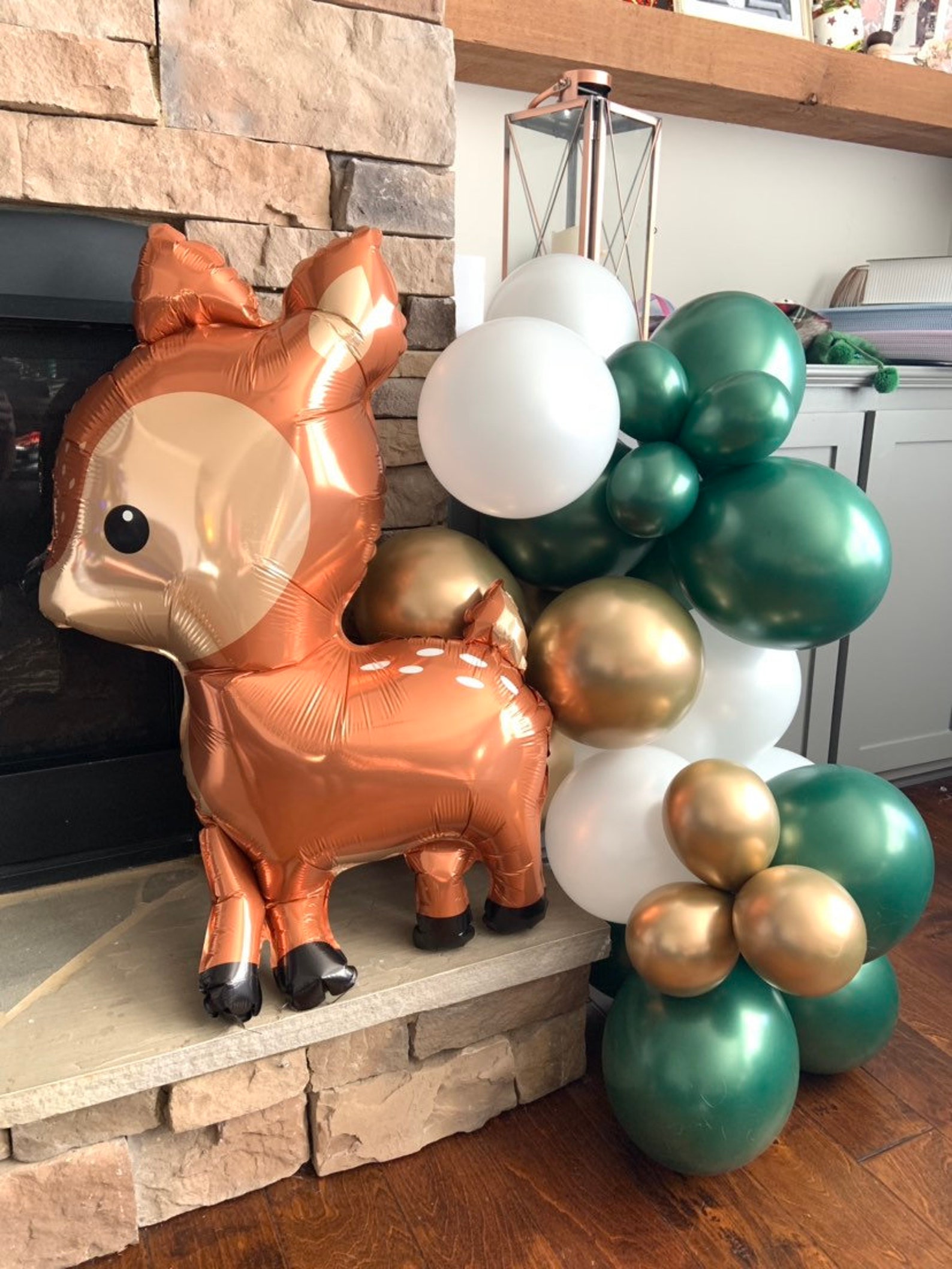 Woodland Balloon Garland Forest Green and Gold Balloons | Etsy