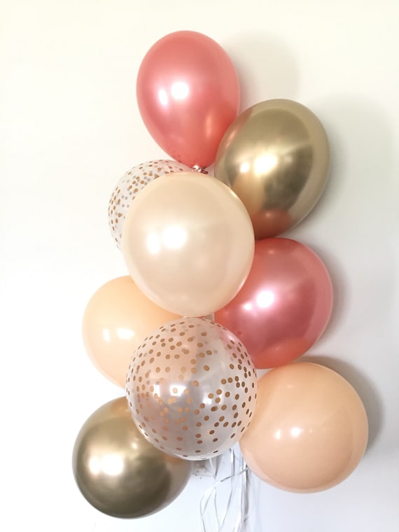 Blush and Rose Gold Balloons Rose Gold and Chrome Gold | Etsy