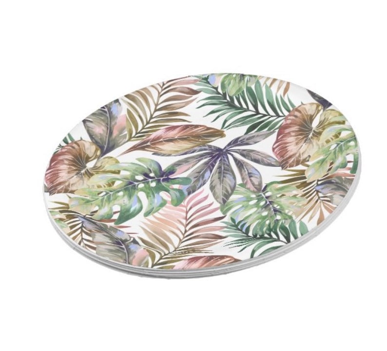 Tropical Plates Tropical Party Decor Green Leaf Plates | Etsy