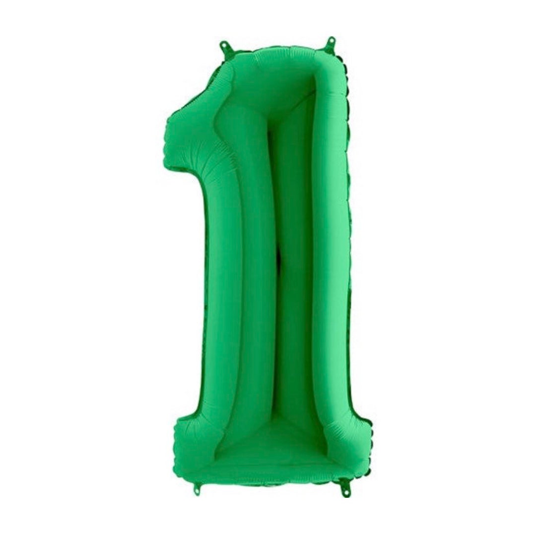 Green Number 1 Balloon | Green First Birthday Balloons | Mylar Number ...