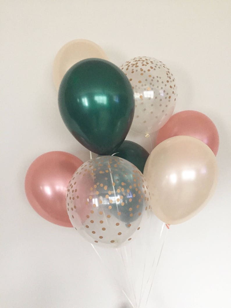 Rose Gold and Green Balloon Bouquet Rose Gold Balloons - Etsy
