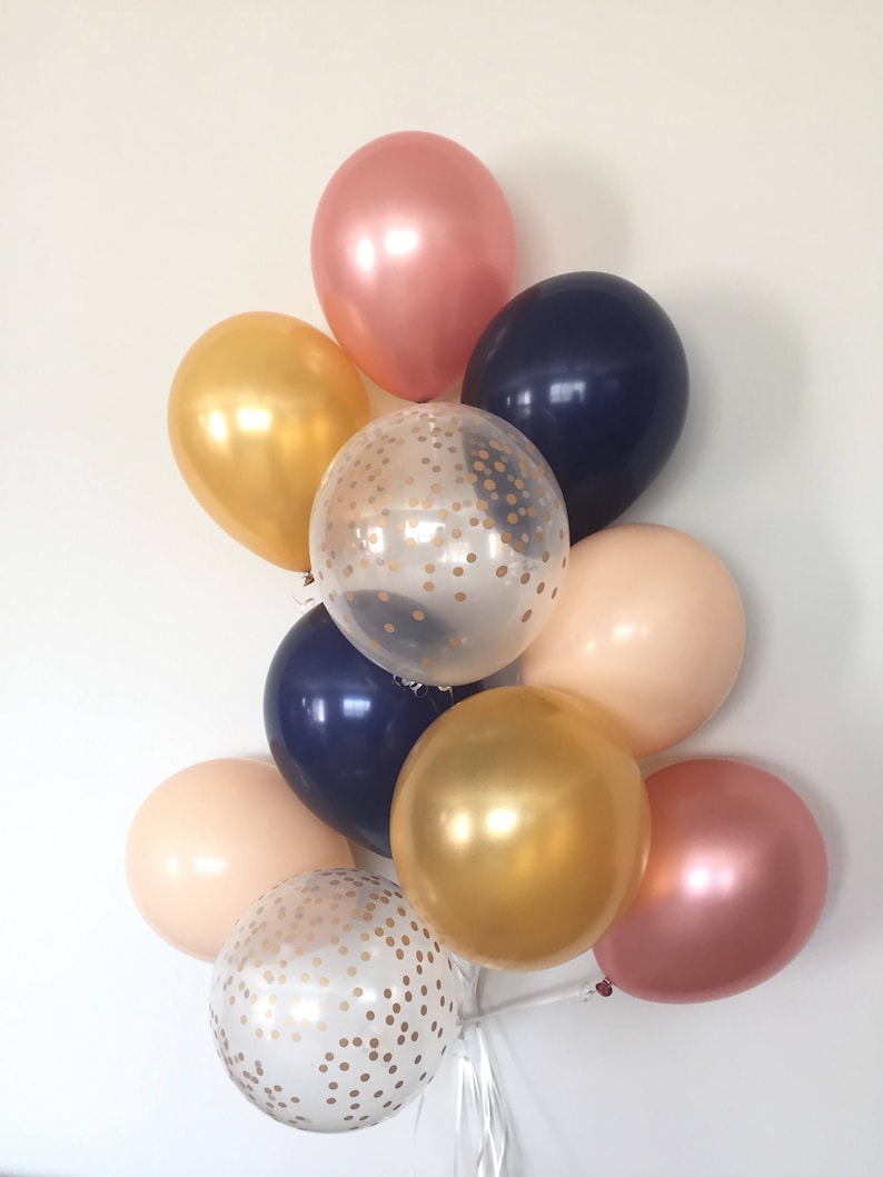 Blush and Navy Balloons Rose Gold and Blush Balloons Rose - Etsy