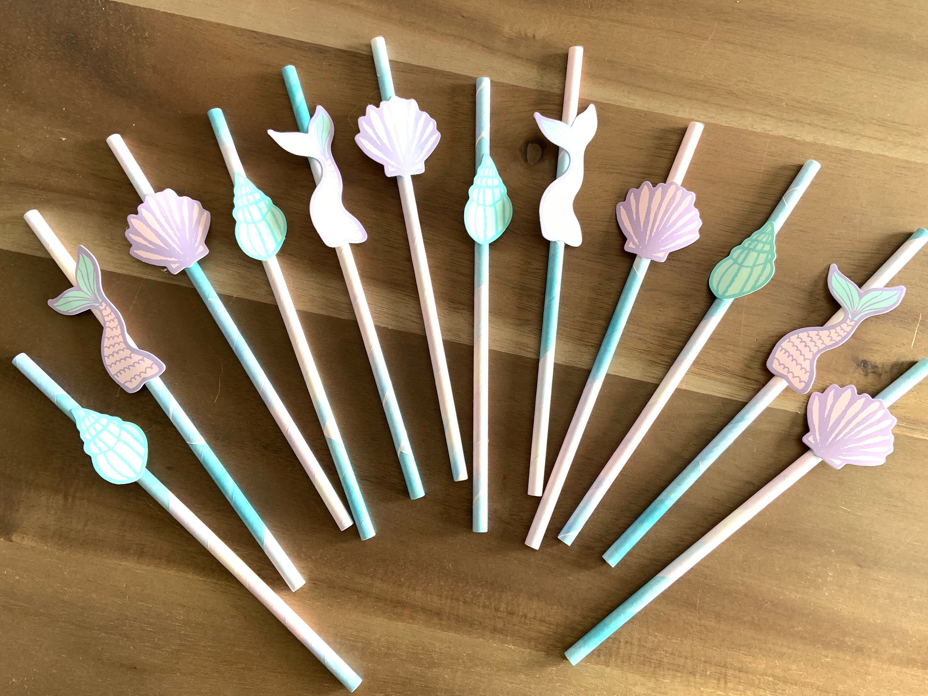 Mermaid Paper Straws | Mermaid Party Decor | Let's Be Mermaids Birthday ...