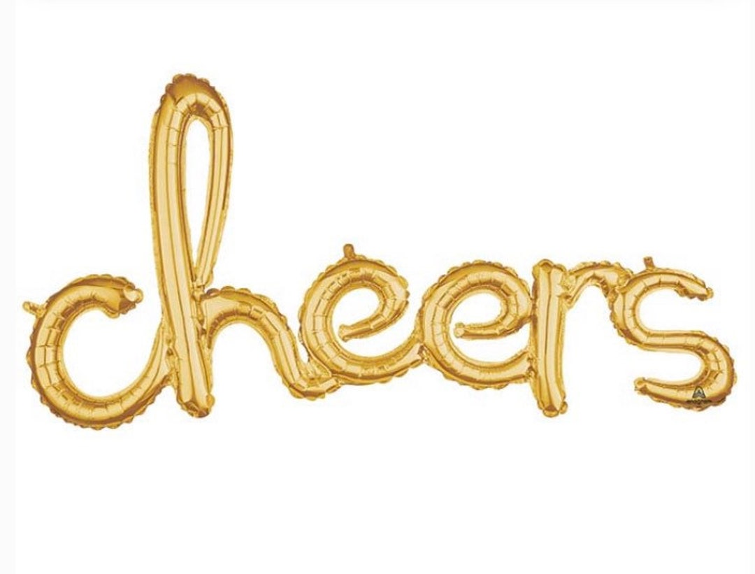Cheers Balloon | Engagement Party Decor | Gold Cheers Script Balloon ...