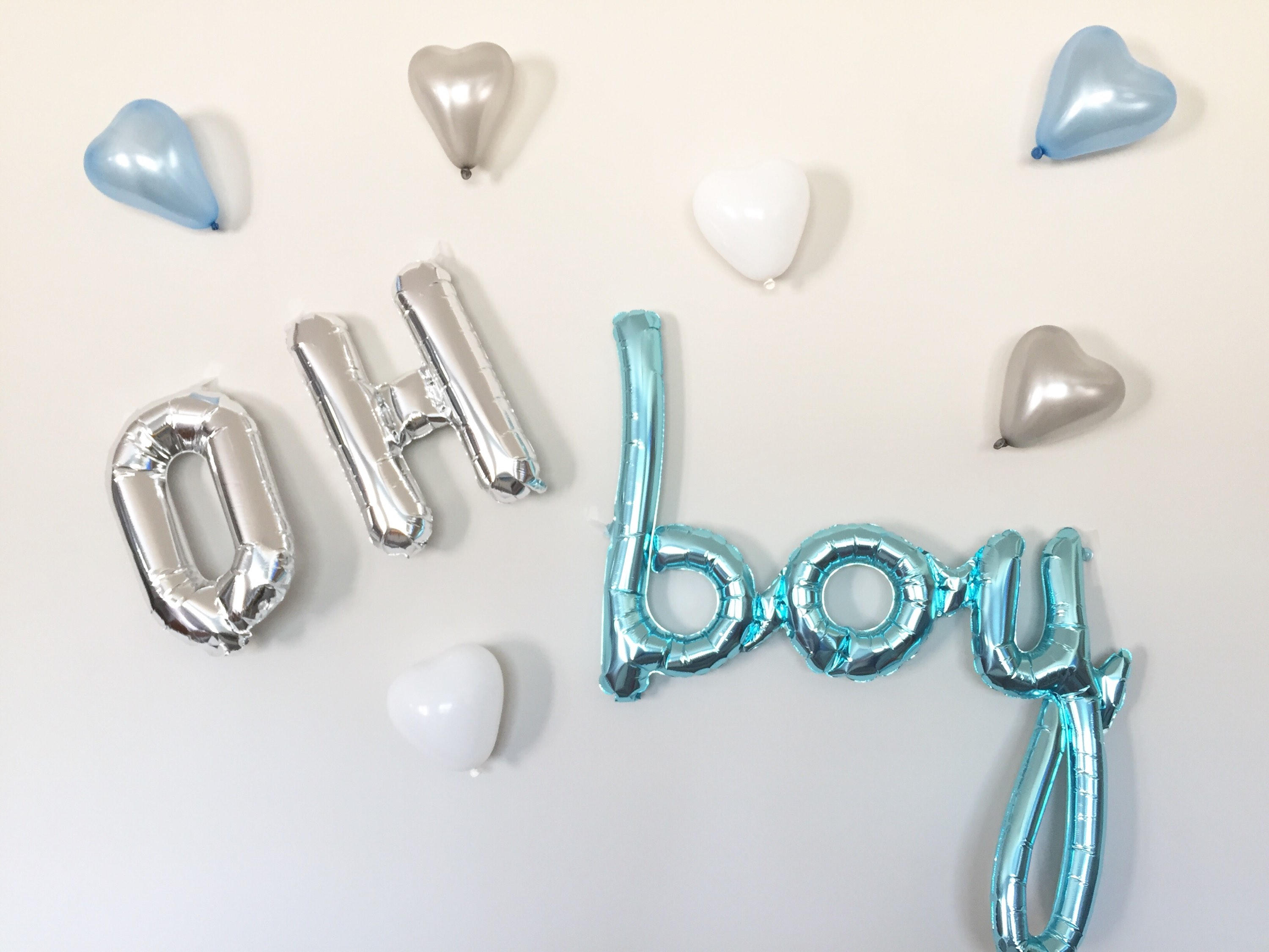 Oh Boy Balloon, Boy Oh Boy Baby Shower Decor, Boy Script Balloon, Blue ...
