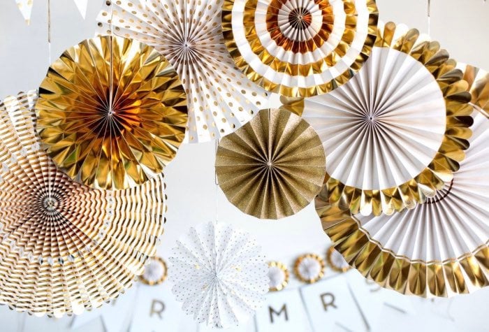 Gold Paper Fans Wall Decor | Gold and White Paper Fans | Gold Fans ...