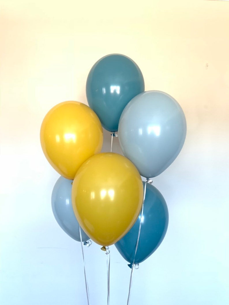 Steel and Fog Balloons Blue and Gold Balloons Something - Etsy