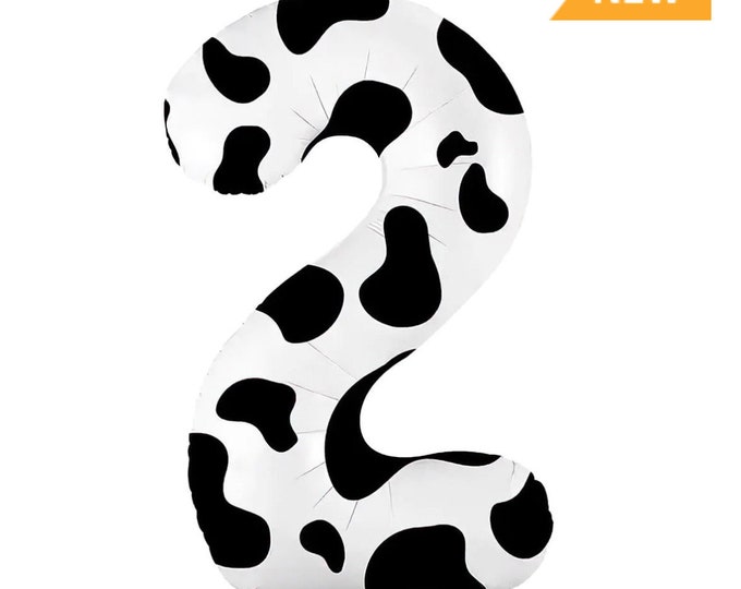 Cow Print Number 2 Balloon | Moo I’m Two Birthday Balloons | Cow Mylar ...