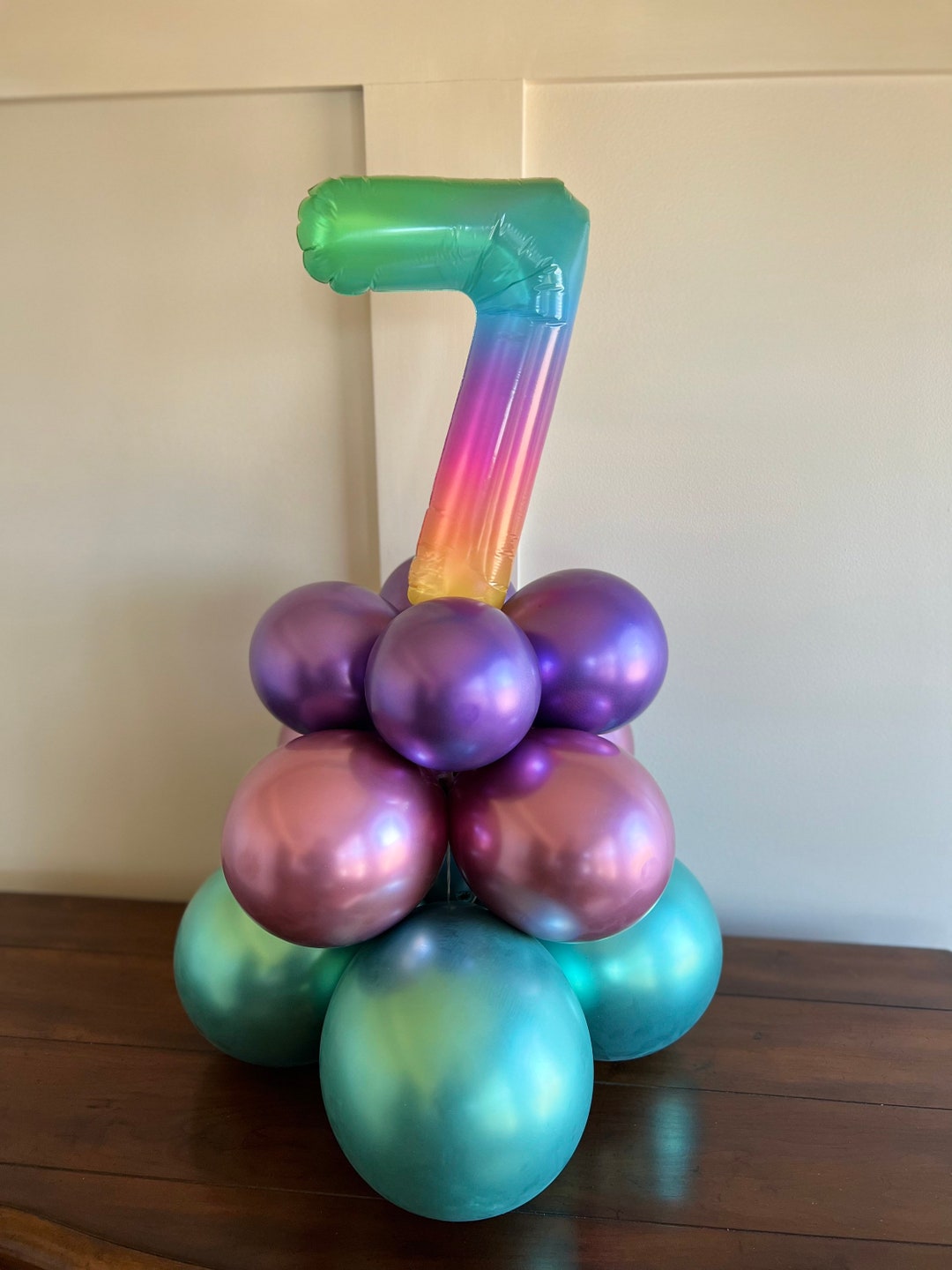 Seventh Birthday Balloon Centerpiece | 7th Birthday Balloons | Seventh ...